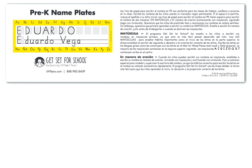 Product: Pre-K Name Plates