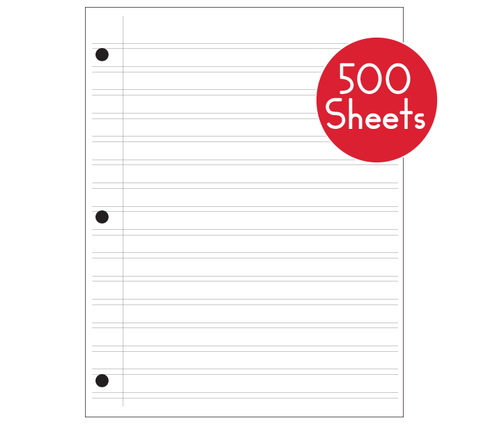 Product: Narrow Double Line Notebook Paper (500 Sheets)